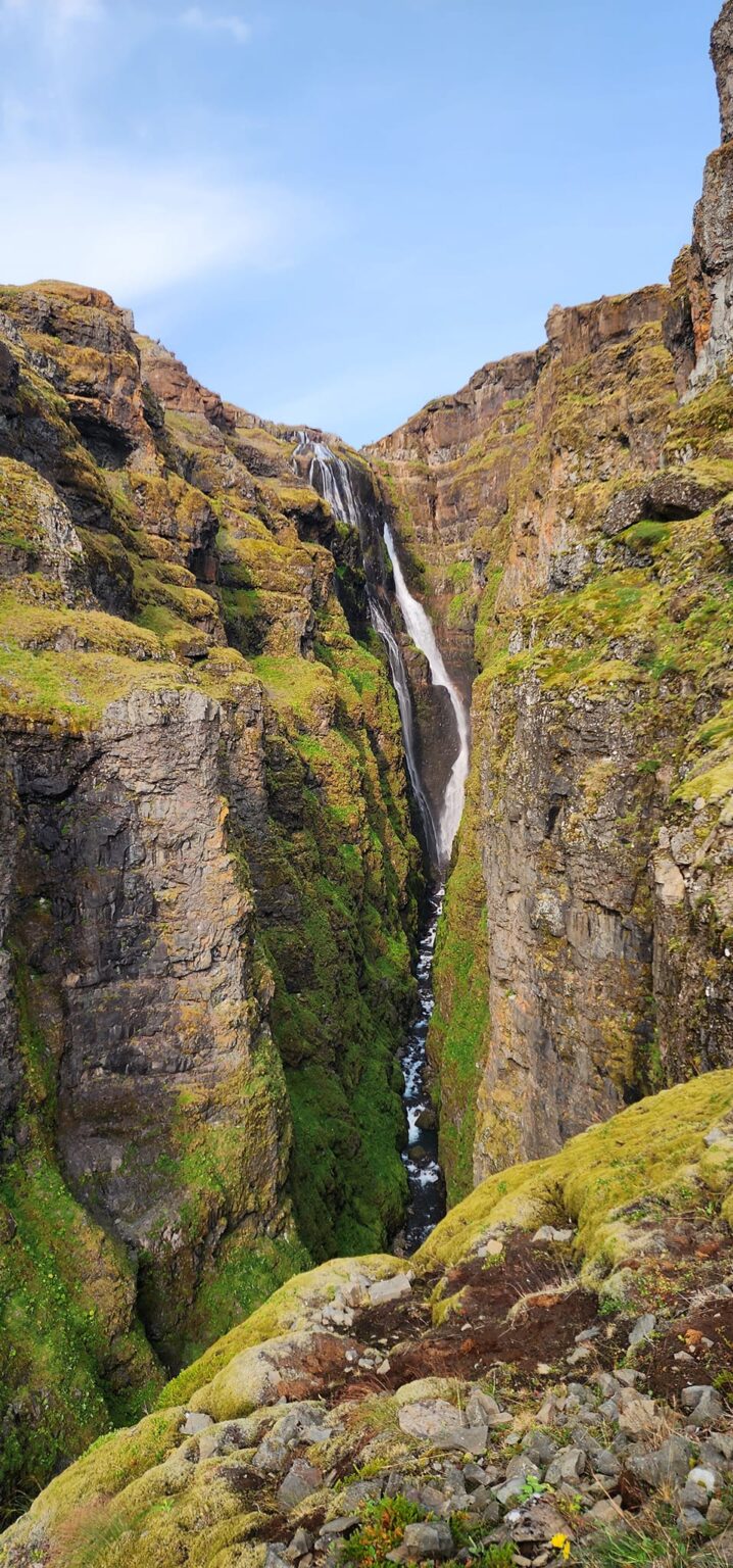 Glymur waterfall - trail for the hike to biggest waterfall in Iceland